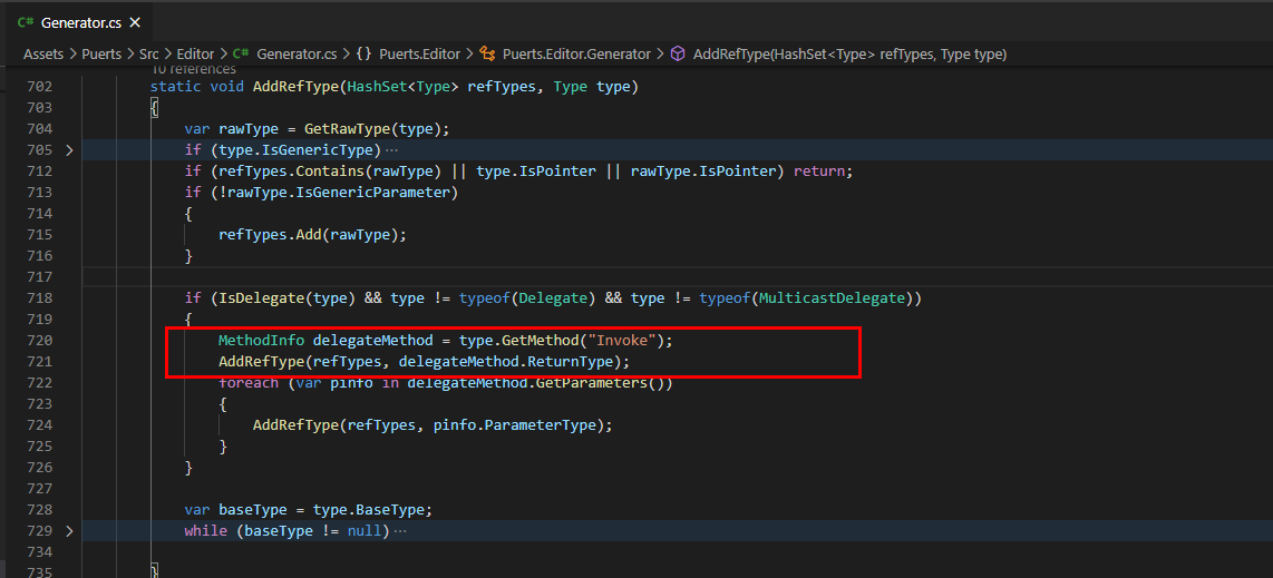错误: 泛型方法Method () where T: Delegate生成代码时报错 · Issue #95 · Tencent/puerts · GitHub