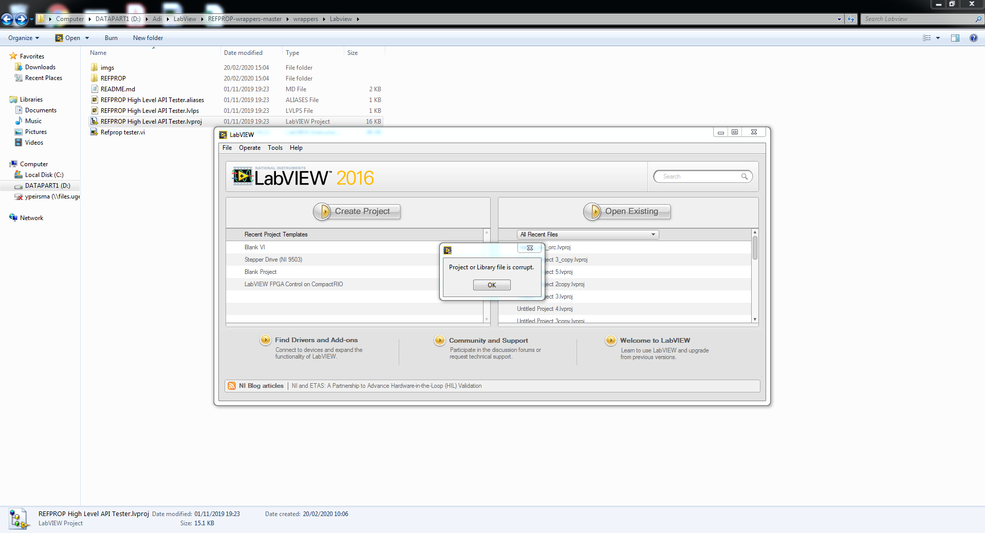 Error opening files for LabView wrapper · Issue #254 · usnistgov/REFPROP-wrappers · GitHub