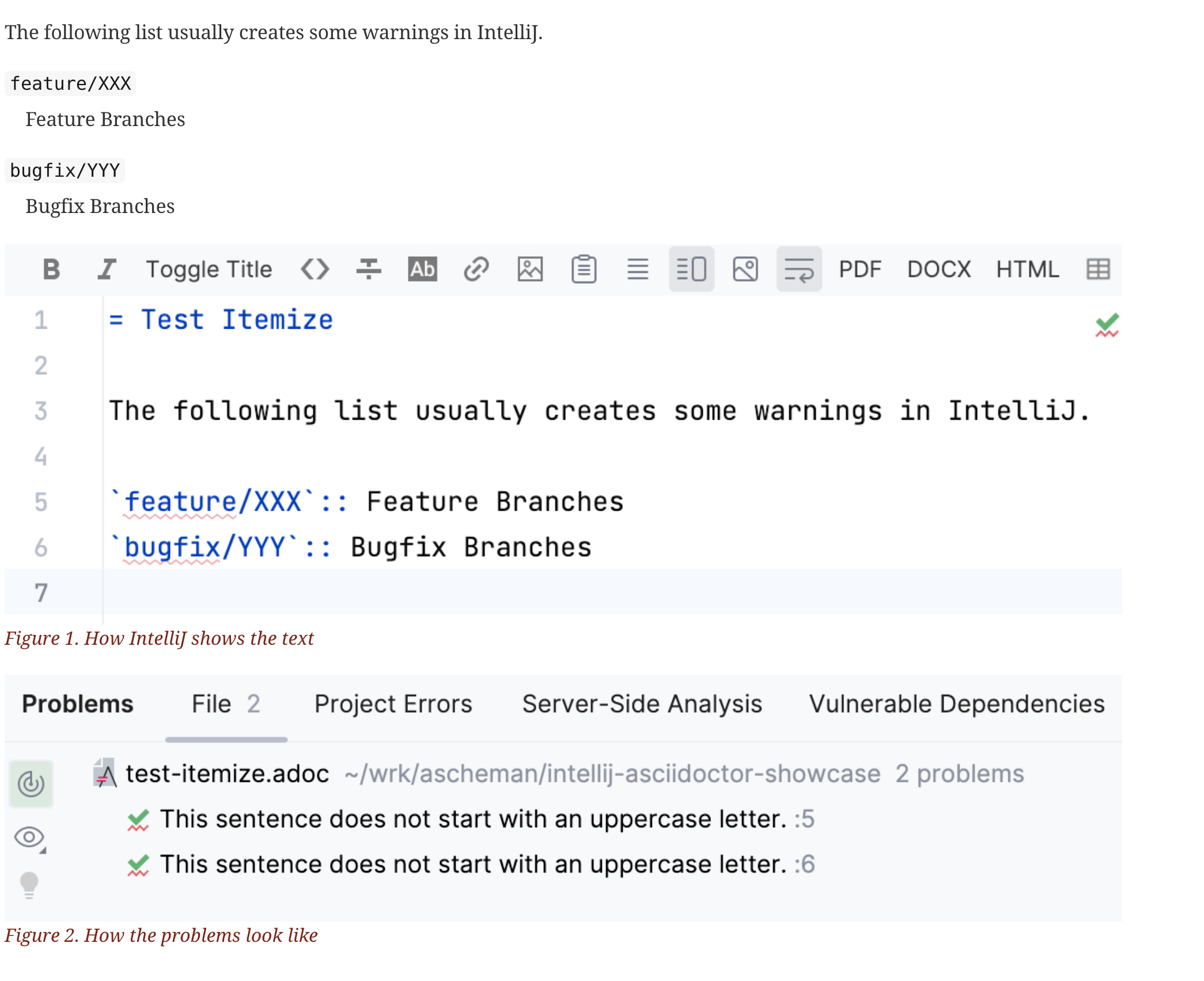 AsciiDoctor shows warnings in item lists if the entries do not start with upper case · Issue ...