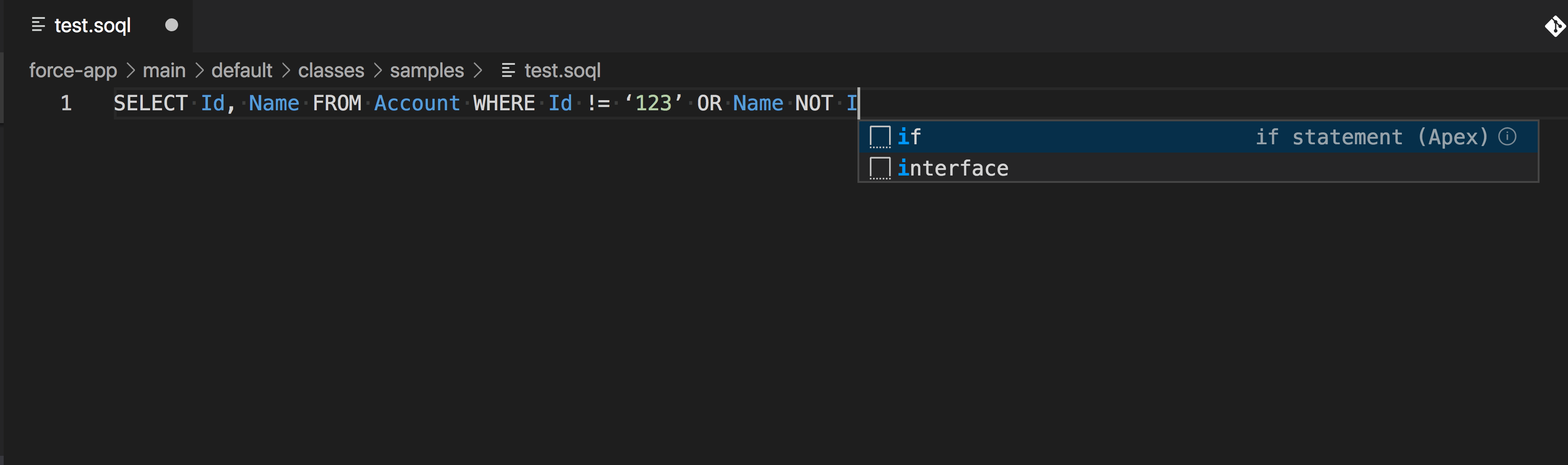 SOQL Language Server - Auto complete does not always work as expected for identifiers with ...