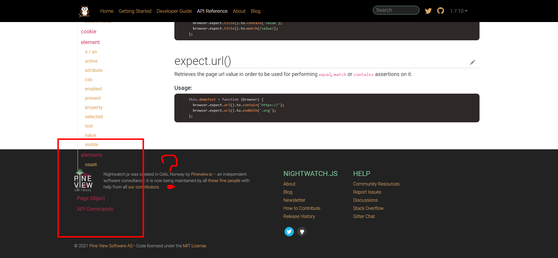 Тhe side menu overlaps the footer on "API Reference" page · Issue #2921 · nightwatchjs ...