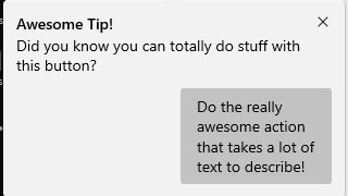 TeachingTip buttons do not expand when content is wider than 50% of the teaching tip width ...