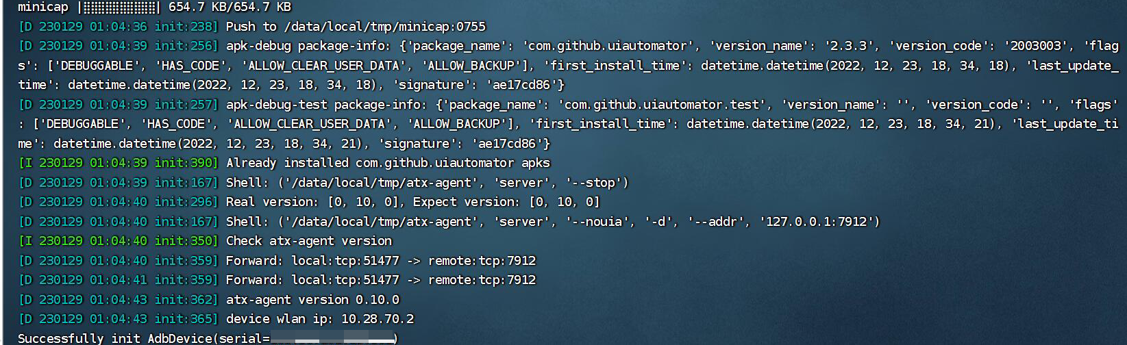 MinitouchNotInstalledError: Received empty data from minitouch, probably because minitouch is ...