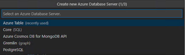 [Suggestion] Remove the PostgreSQL/Table/Gremlin account types from the list when creating a new ...