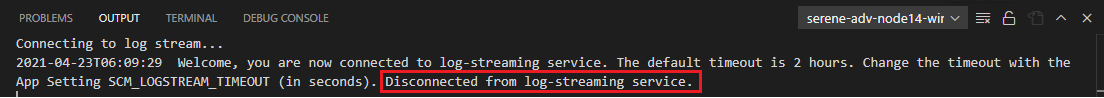 The log "Disconnected from log-streaming service" doesn't display in a ...