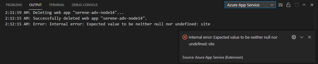 An error "Internal error: Expected value to be neither null nor ...