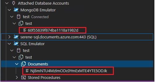 The document name between the attached SQL Emulator and the attached MongoDB Emulator is ...
