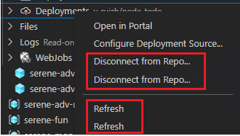 There are 2 "Refresh" actions in "Deployments" context menu · Issue #2221 · microsoft/vscode ...