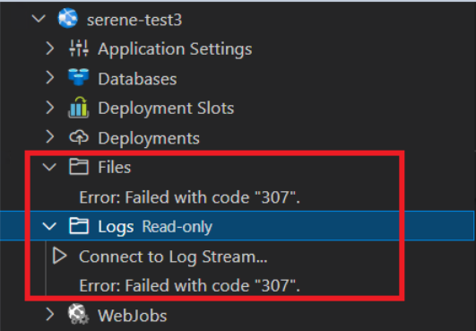 An error "Failed with code 307" occurs in Files node and Logs node · Issue #2254 · microsoft ...
