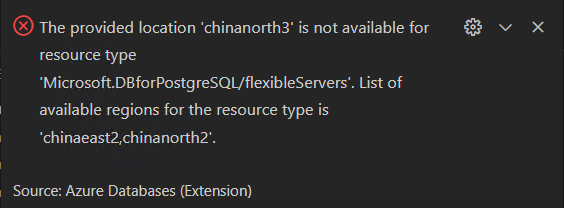 The error is not clear when creating a Flexible PostgreSQL server with Azure China account ...