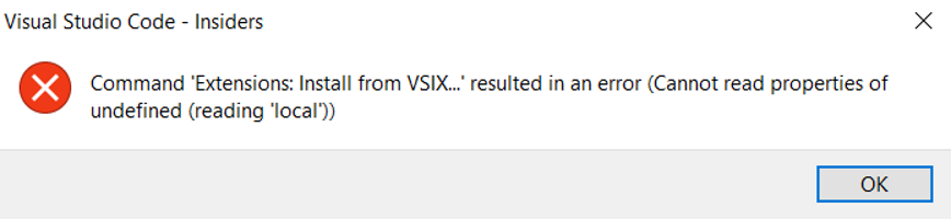 An error occurs when installing the extension from VSIX in VS Code Insiders · Issue #151400 ...