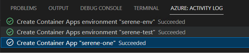 There is no "Click to view resource" in Activity Log window after creating a container app ...