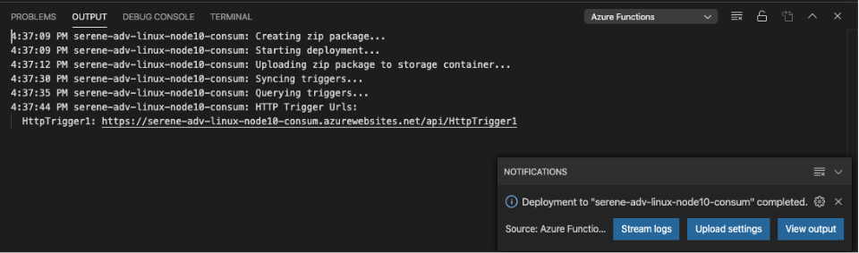 There is no "Deployment successful" output log for Linux consumption Function App · Issue #1977 ...