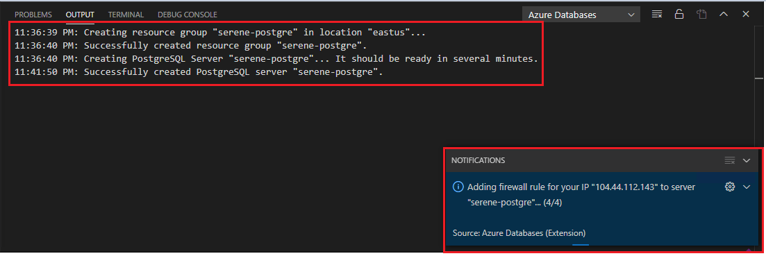 Add The Log Adding Firewall Rule To Output When Creating Postgresql Server · Issue 1496 