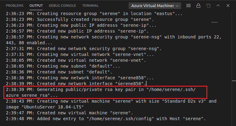 [Suggestion] Add a log "Generated public/private rsa key pair..." in ...