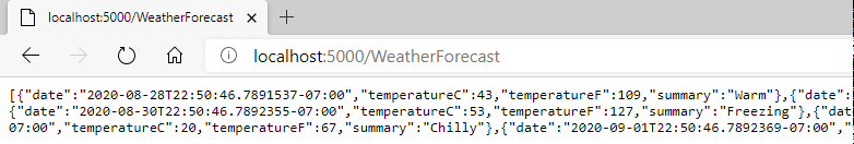 Can't open the web page with the default site 'http://localhost:5000' when debugging a webapi ...