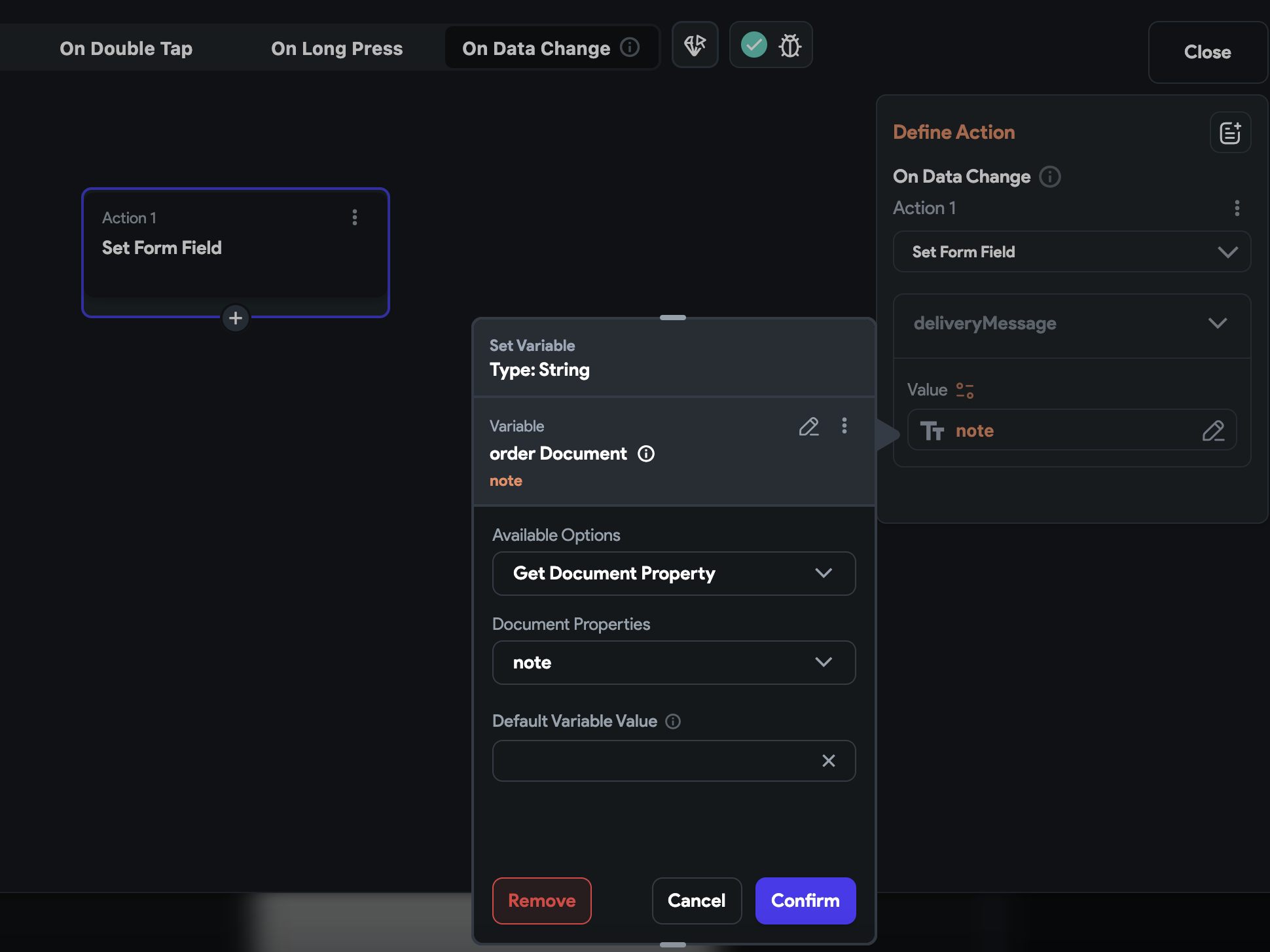 On Data Change generates invalid code when using single document query ...