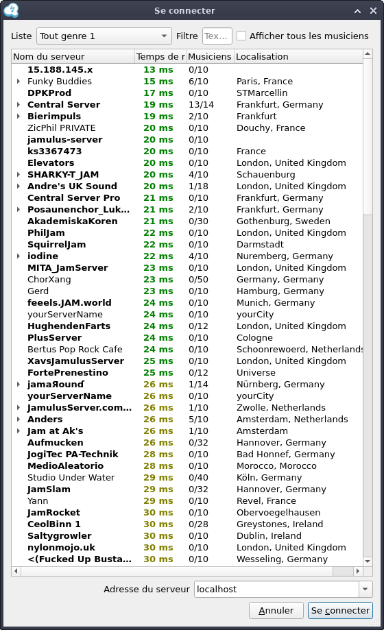 Configuration – Site internet de Jamulus