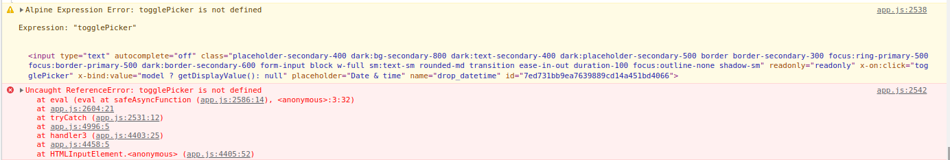 Unable to use DateTime Picker Component · Issue #230 · wireui/wireui · GitHub