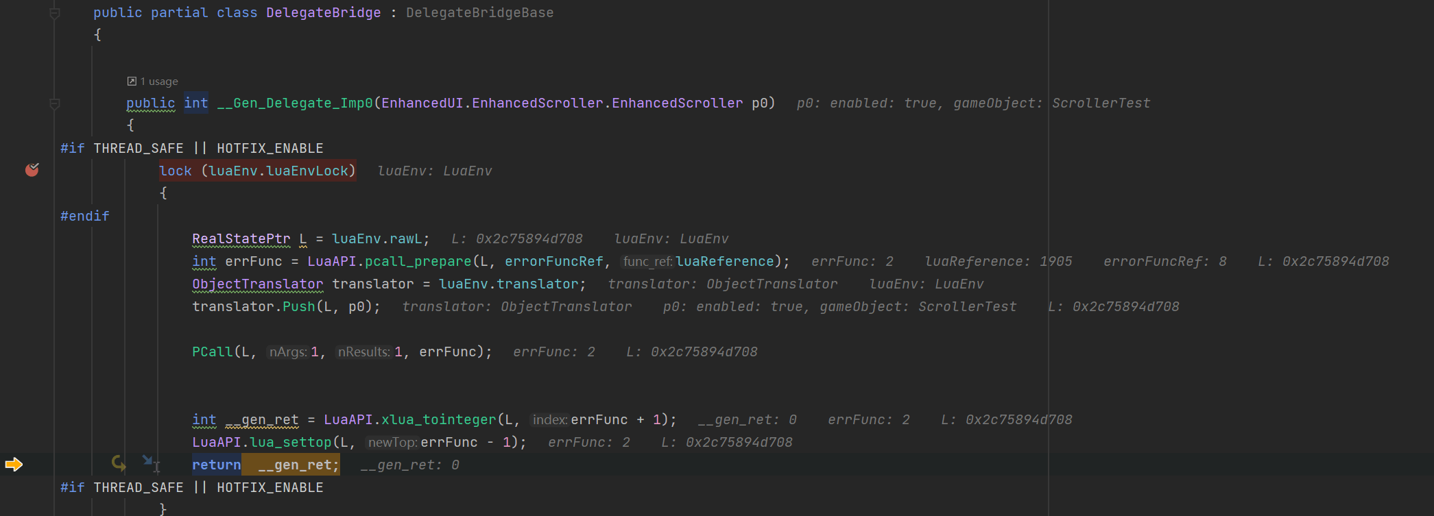 Lua绑定委托后，方法确实被调用，但返回值是0 · Issue 1025 · Tencent Xlua · Github
