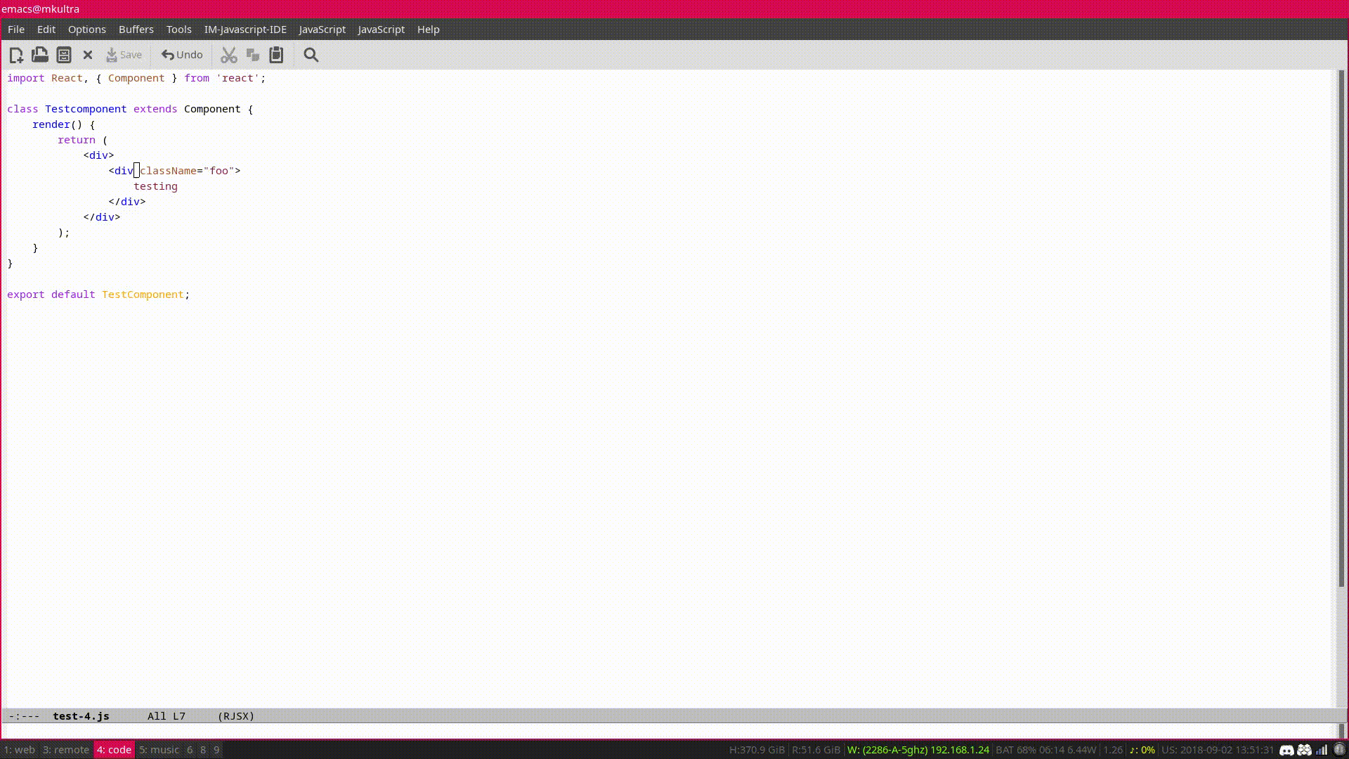Cursor jumps to start of line when typing curly brace in JSX property ...