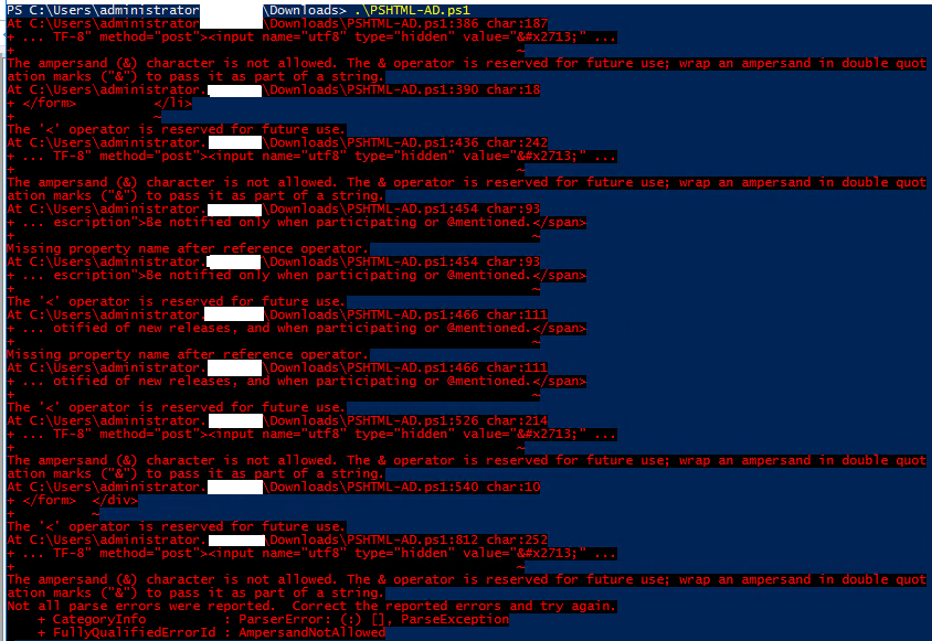 Several errors · Issue #8 · bwya77/PSHTML-AD-Report · GitHub