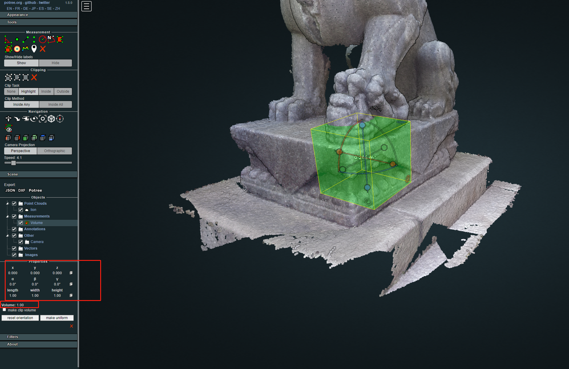 Bug：The initial value of the volume measurement is abnormal · Issue #1291 · potree/potree · GitHub