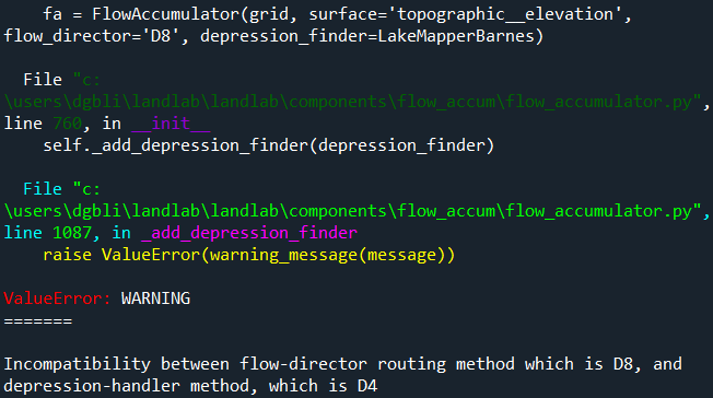 Flow director issue when providing LakeMapperBarnes to FlowAccumulator · Issue #1341 · landlab ...