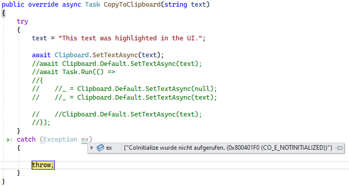 Using Clipboard solves the error CO_E_NOTINITIALIZED ! · Issue #13719 · dotnet/maui · GitHub
