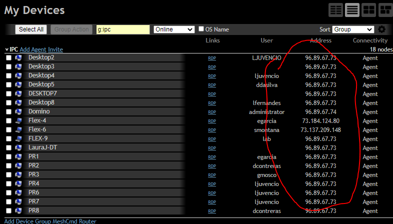 Add LAN address and OS in devices list view · Issue #2580 · Ylianst/MeshCentral · GitHub