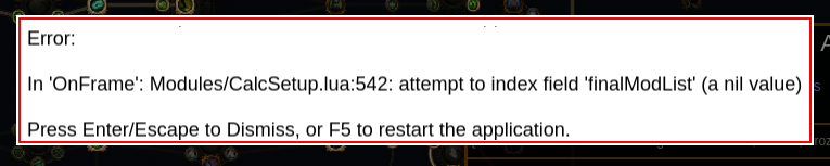 Error · Issue #6405 · PathOfBuildingCommunity/PathOfBuilding · GitHub