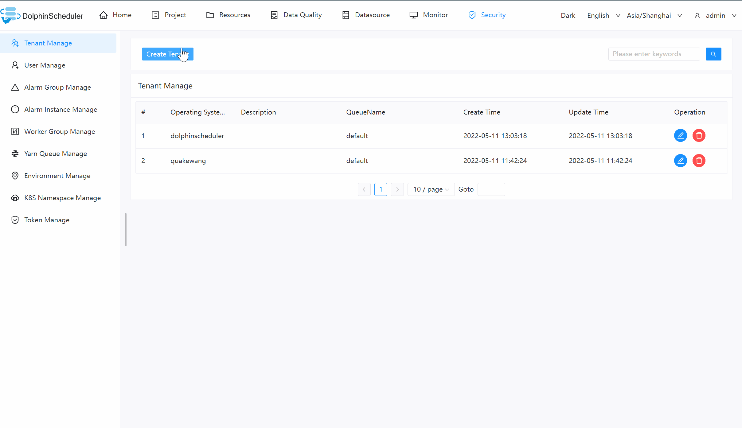 [Bug] Failed to create tenant · Issue #9982 · apache/dolphinscheduler · GitHub