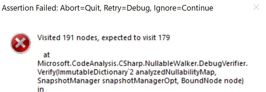 Hit nullability assert compiling roslyn with roslyn. · Issue #51461 · dotnet/roslyn · GitHub