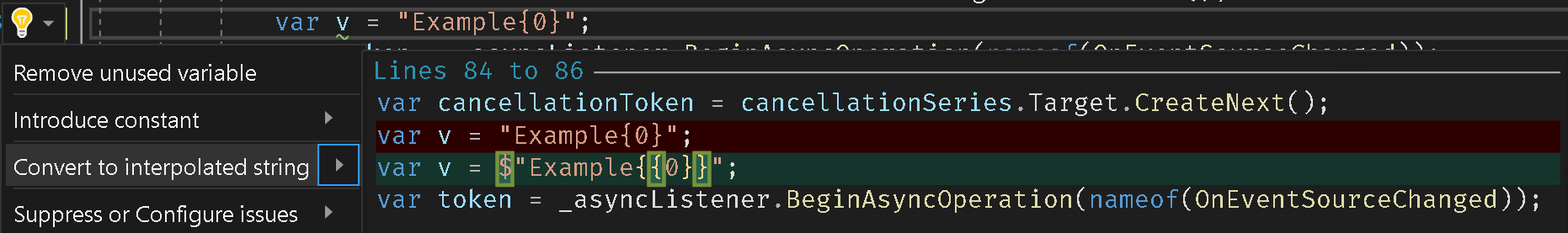Provide an editor option to create interpolated ($-prefixed) strings by default · Issue #53996 ...