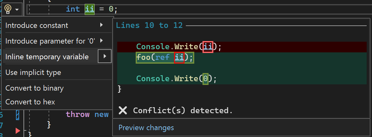 Incorrect Diff When Fix Causes Conflicts Warning Annotations · Issue