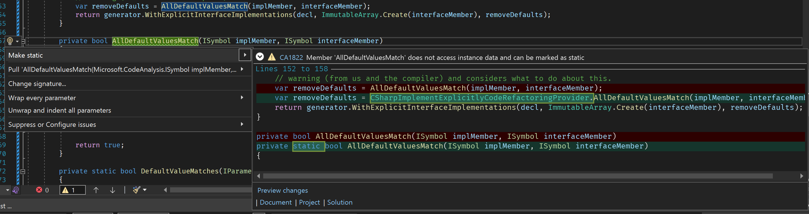 'Make static' qualifies callers but doesn't simplify them. · Issue #5871 · dotnet/roslyn ...