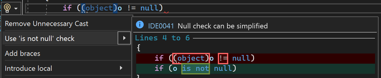 IDE0041 shows inaccurate title · Issue #47163 · dotnet/roslyn · GitHub