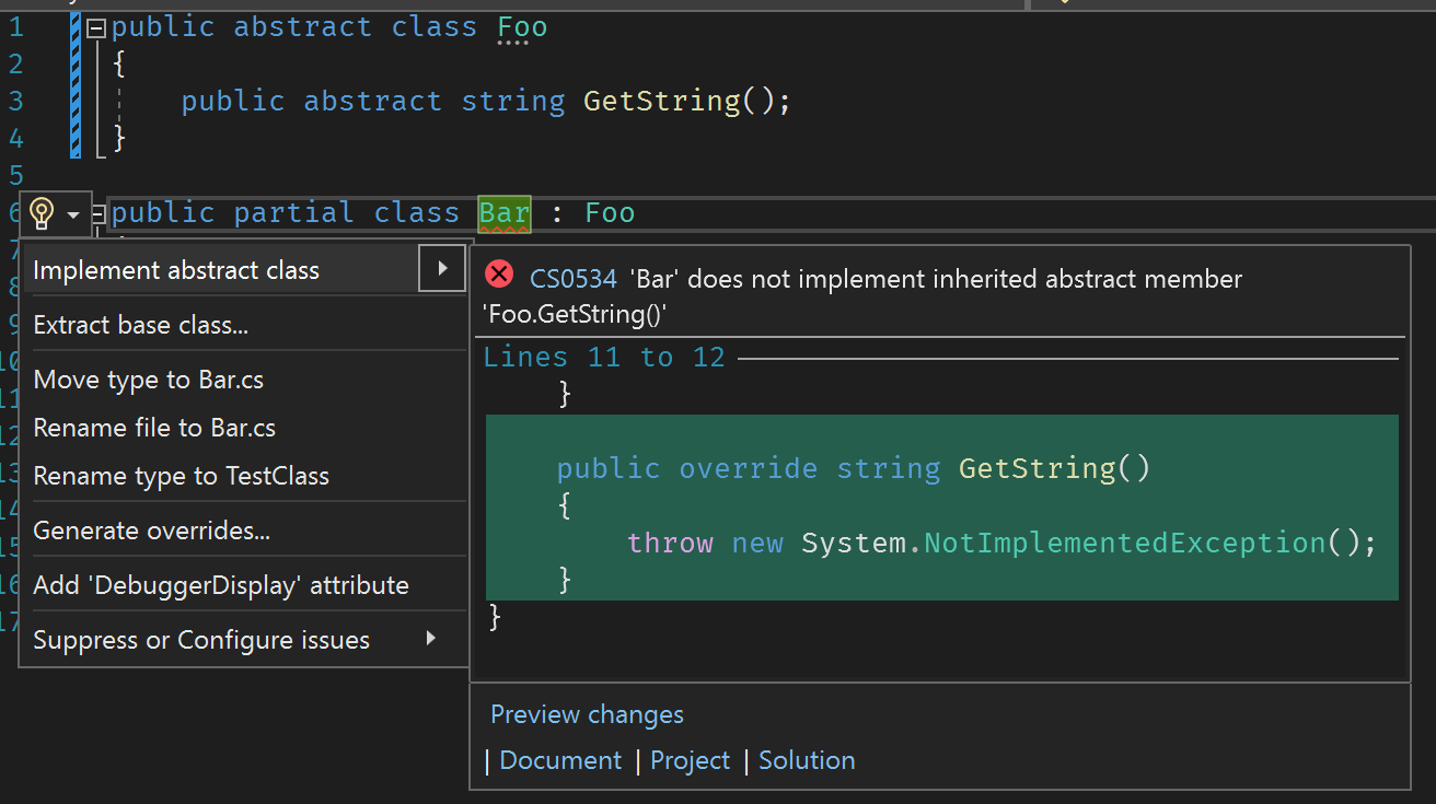 Wpf Usercontrol Inheriting Abstract Class Should Have A Quick Action To Implement It · Issue