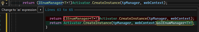 Quick action "Save to 'as' expression" does not add spaces around "as" · Issue #60817 · dotnet ...