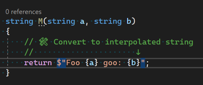'Convert to interpolated string' should not nest an existing interpolated string · Issue #42195 ...