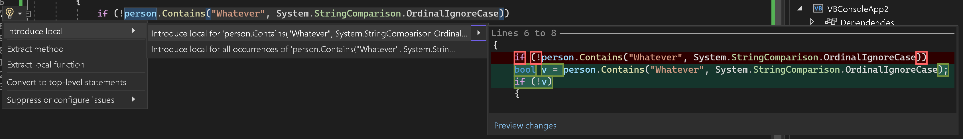 After last update VS stops suggest "Introduce local variable " · Issue #66271 · dotnet/roslyn ...