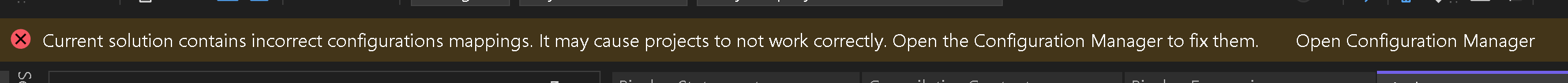 Fresh clone gold bar: "Current solution contains incorrect ...