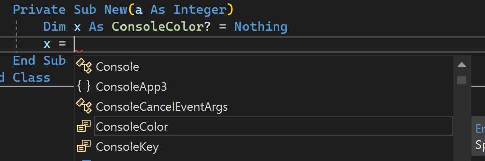 Vbnet Nullable Enum Intellisense Not Suggesting The Enum · Issue 40498 · Dotnetroslyn · Github