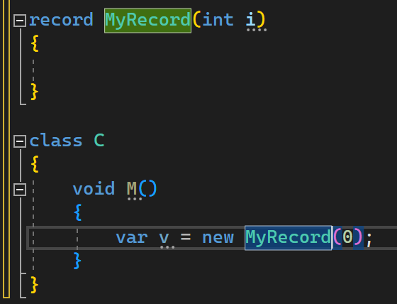 Positional record constructor invocation highlights the entire declaration · Issue #45275 ...