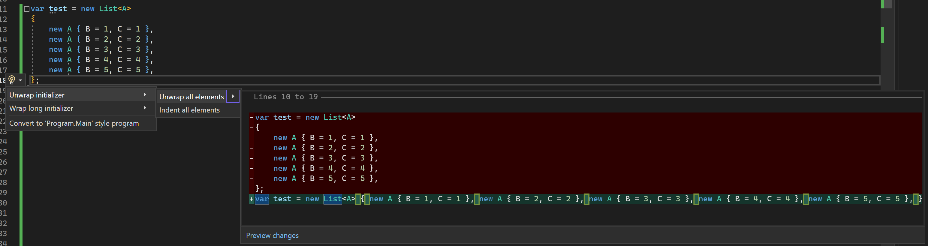 Add An Option To Apply Code Formatting To Collection Initializers · Issue 8269 · Dotnetroslyn