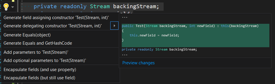 Quick Action To Initialize Field Or Property From Constructors · Issue 23271 · Dotnetroslyn