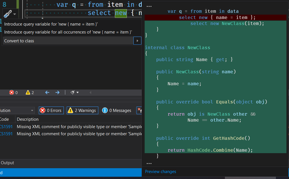 Refactoring: Create type from anonymous object creation · Issue #26020 · dotnet/roslyn · GitHub