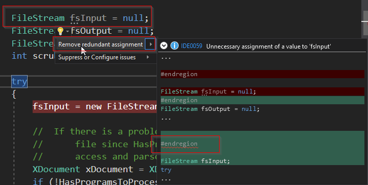 IDE0059 (Remove redundant assignment) incorrectly copies leading trivia · Issue #48070 · dotnet ...