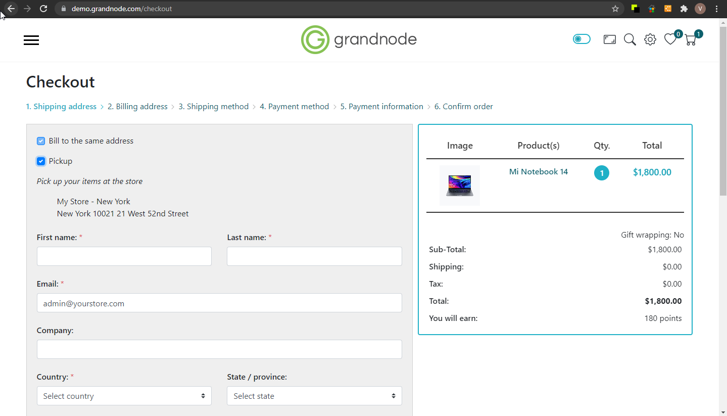Add new address form doesn't hide when you select the "Pickup" checkbox · Issue #78 · grandnode ...