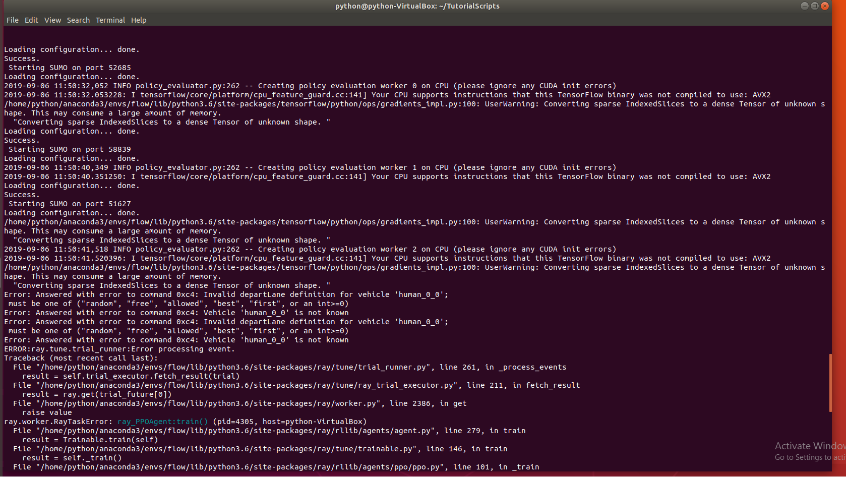Rllib-Multiagent error: TraCIException · Issue #702 · flow-project/flow · GitHub